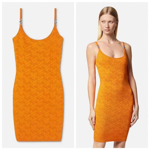 Versace | Dresses | Versace Medusa 95 La Greca It 4 Us 4 Jacquard Knit ...